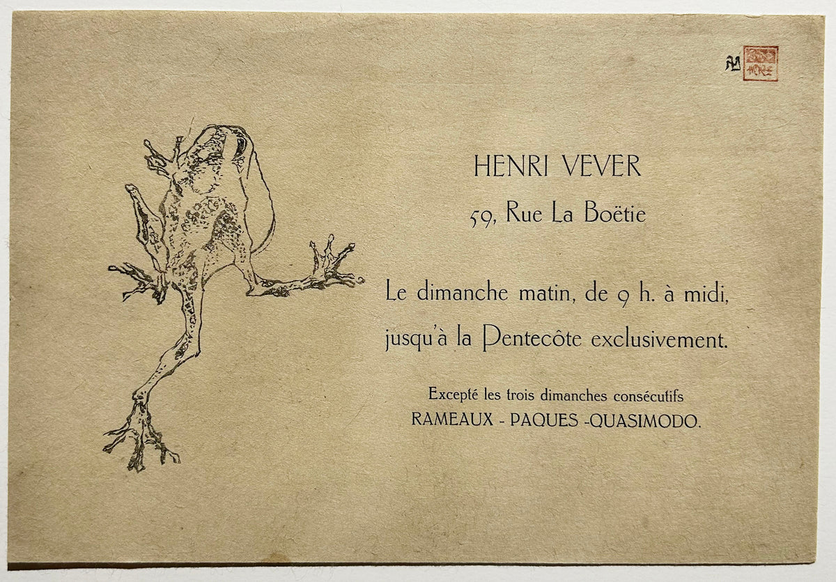 Carte de l'atelier Henri Vever au 59 rue La Boëtie. – Martinez D ...